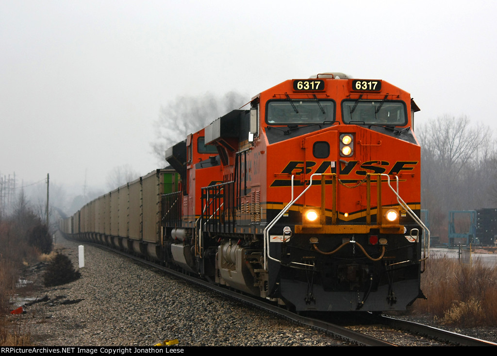 BNSF 6317 and 9347 lead N956 east
